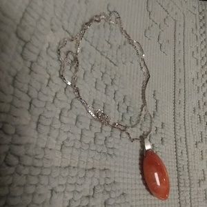 Jewelry | Salmon Colored Stone Sterling 24 Long Necklace | Poshmark